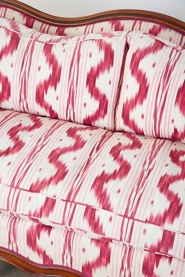 French Provincial Serpentine Canape Settee Pierre Frey Toile Ikat at ...