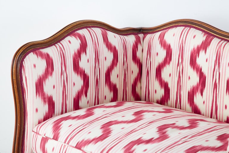 French Provincial Serpentine Canape Settee Pierre Frey Toile Ikat at ...