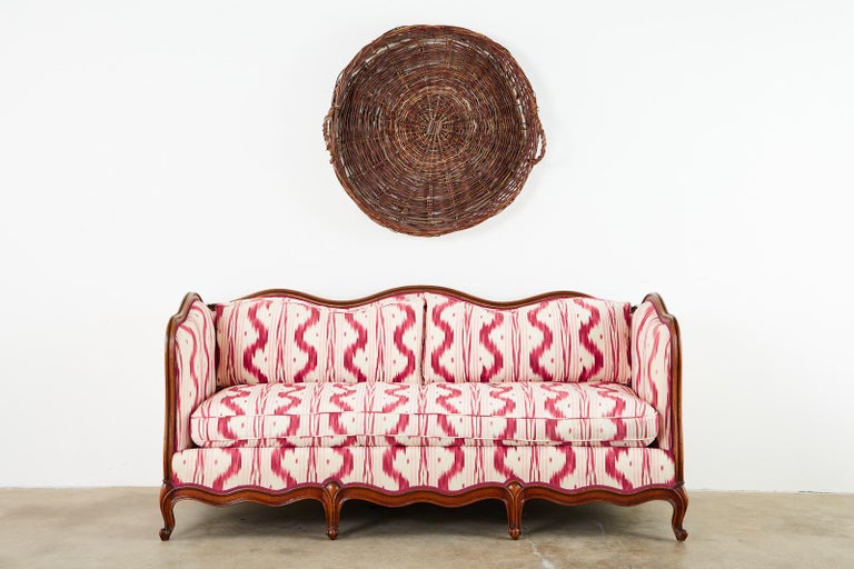 French Provincial Serpentine Canape Settee Pierre Frey Toile Ikat at ...