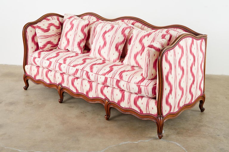 French Provincial Serpentine Canape Settee Pierre Frey Toile Ikat at ...