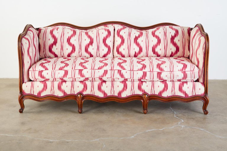 French Provincial Serpentine Canape Settee Pierre Frey Toile Ikat at ...