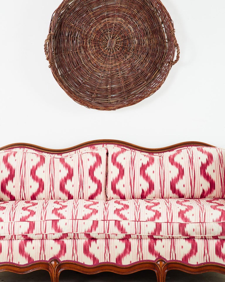 French Provincial Serpentine Canape Settee Pierre Frey Toile Ikat at ...