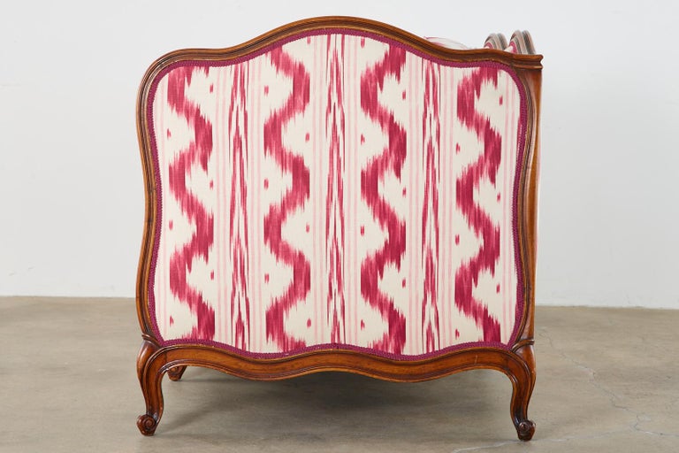 French Provincial Serpentine Canape Settee Pierre Frey Toile Ikat at ...