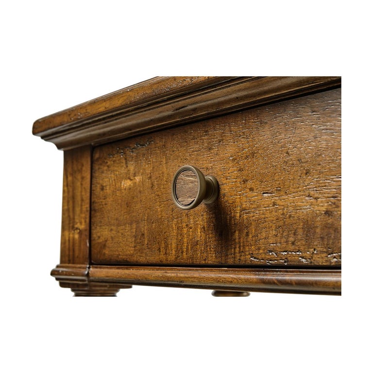 French Provincial Walnut Parquet Console Table For Sale at 1stDibs