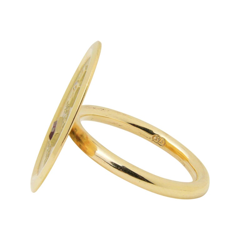 French Qu'hier Que Demain 18 Karat Gold Charm Ring For Sale at 1stDibs ...