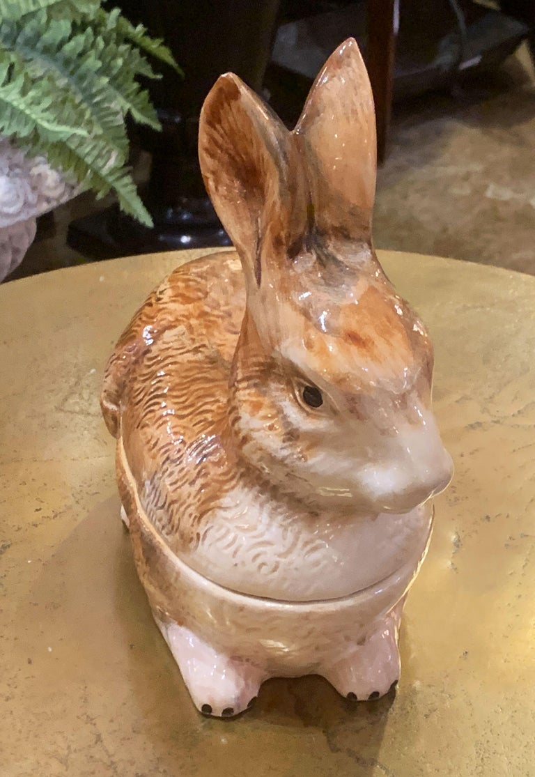 French Rabbit Tureen or Pate Dish by Michel Caugant For Sale at 1stDibs