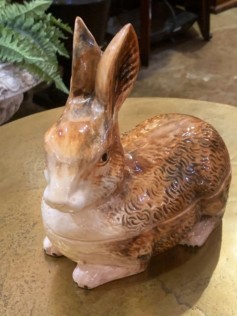 French Rabbit Tureen or Pate Dish by Michel Caugant For Sale at 1stDibs