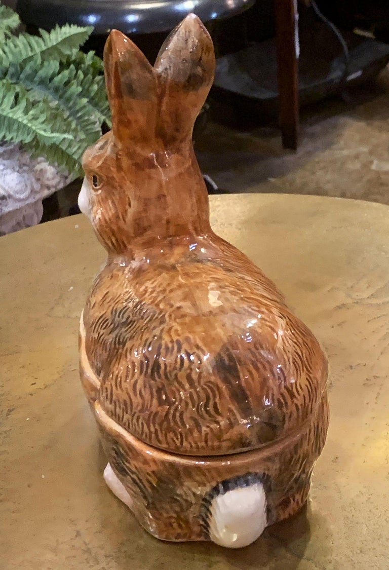 French Rabbit Tureen or Pate Dish by Michel Caugant For Sale at 1stDibs