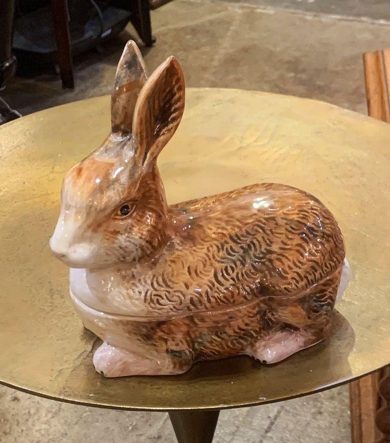 French Rabbit Tureen or Pate Dish by Michel Caugant For Sale at 1stDibs