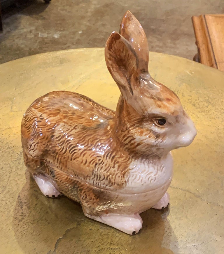 French Rabbit Tureen or Pate Dish by Michel Caugant For Sale at 1stDibs