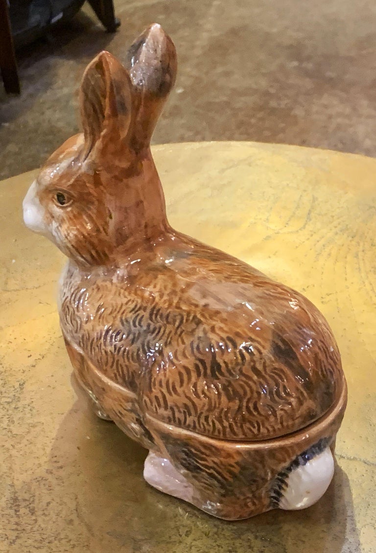 French Rabbit Tureen or Pate Dish by Michel Caugant For Sale at 1stDibs