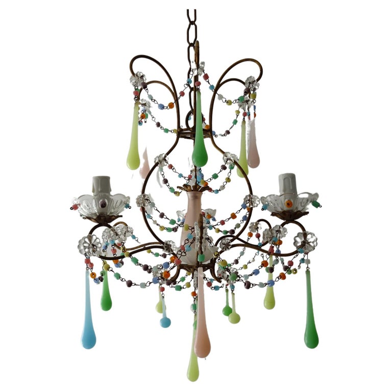 French Rainbow Pastel Confetti Candy Colors Opaline Drops Chandelier ...