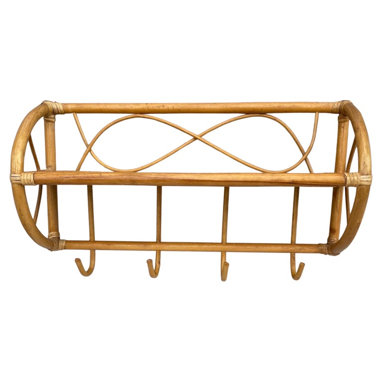 French Rattan and Bamboo Coat Rack With Shelf circa 1950 For Sale at ...