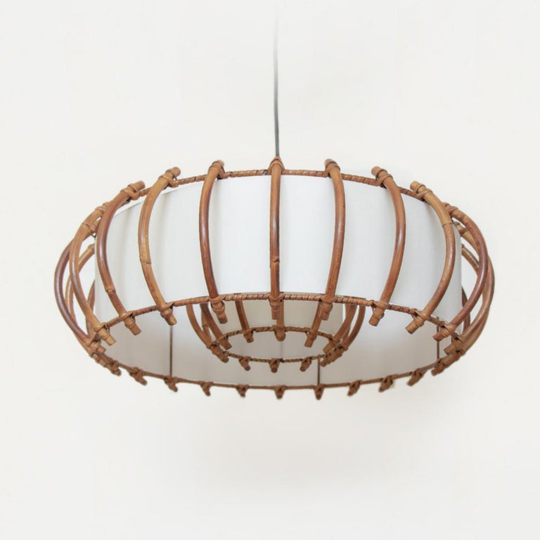 French Rattan Ceiling Light at 1stDibs