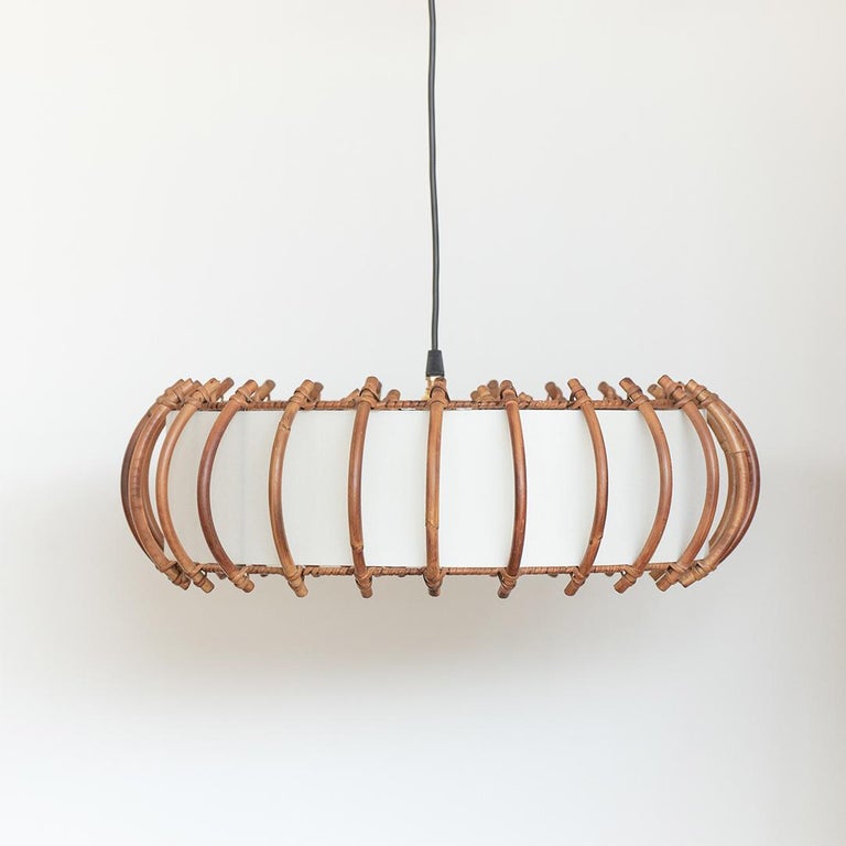 French Rattan Ceiling Light at 1stDibs