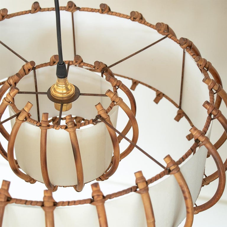 French Rattan Ceiling Light at 1stDibs