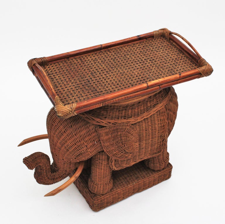 French Rattan Elephant Tray Table or Drinks Table, 1950s For Sale at ...