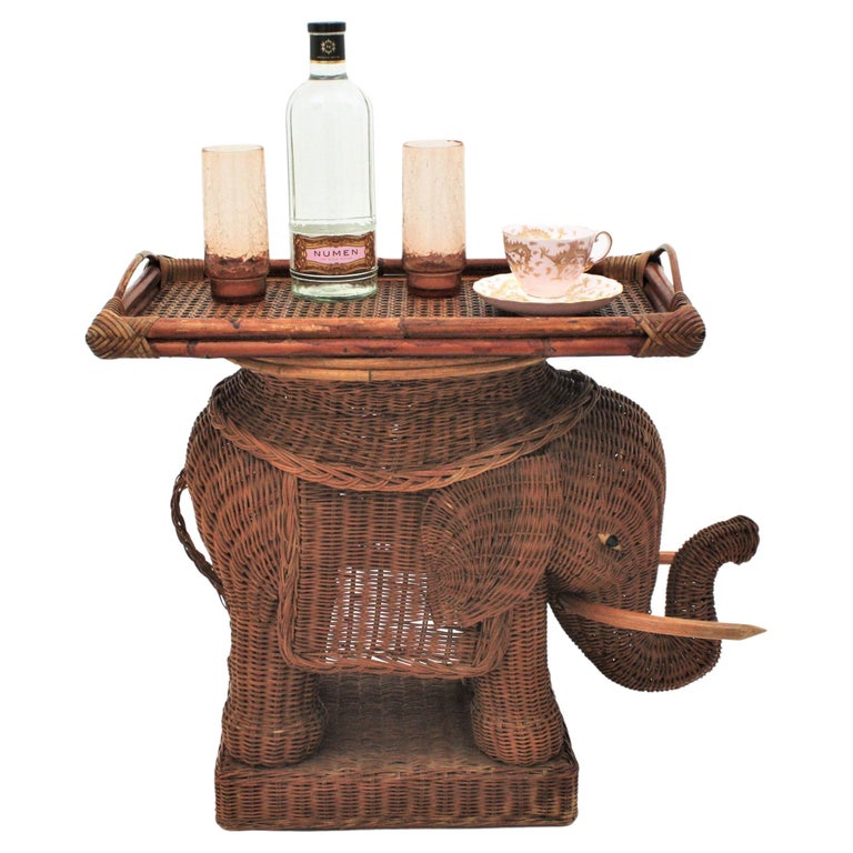 French Rattan Elephant Tray Table or Drinks Table, 1950s For Sale at ...