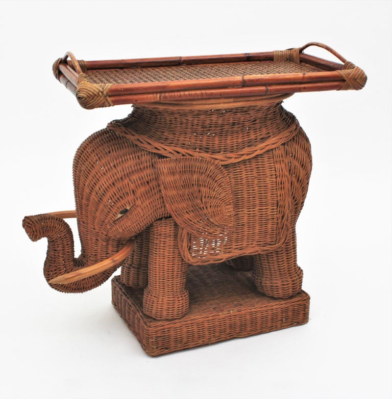 French Rattan Elephant Tray Table or Drinks Table, 1950s For Sale at ...