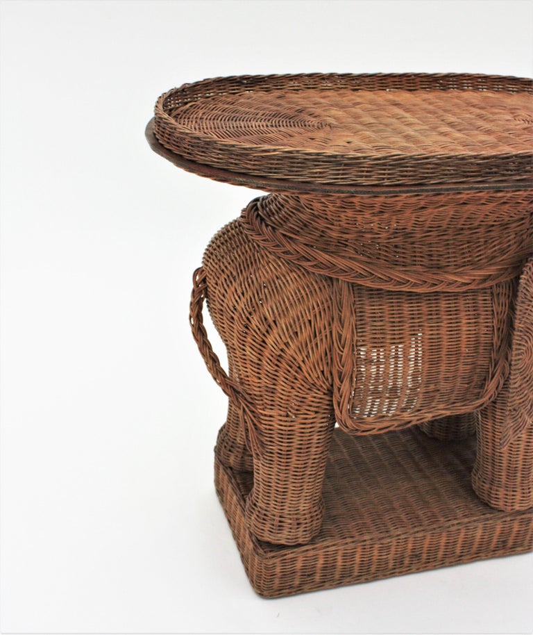 French Rattan Elephant Tray Table or Drinks Table at 1stDibs