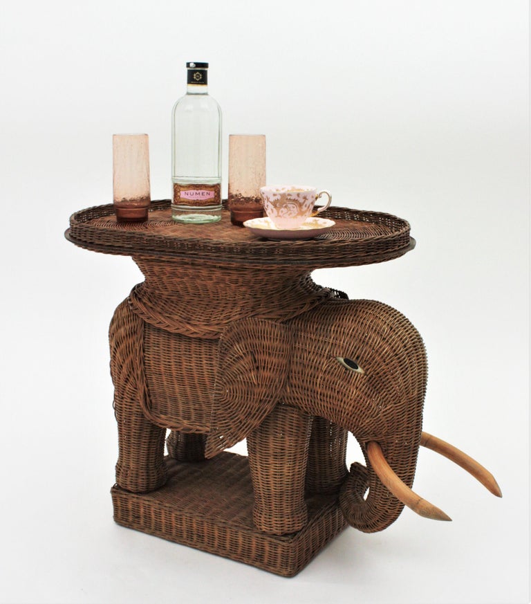 French Rattan Elephant Tray Table or Drinks Table at 1stDibs