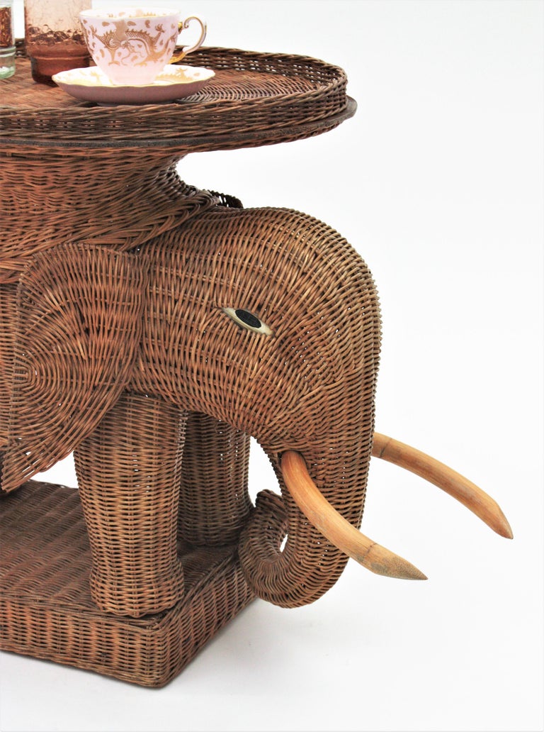 French Rattan Elephant Tray Table or Drinks Table at 1stDibs
