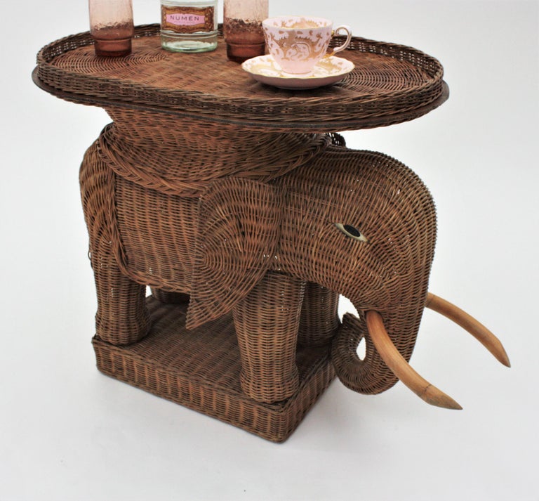 French Rattan Elephant Tray Table or Drinks Table at 1stDibs