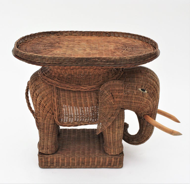 French Rattan Elephant Tray Table or Drinks Table at 1stDibs