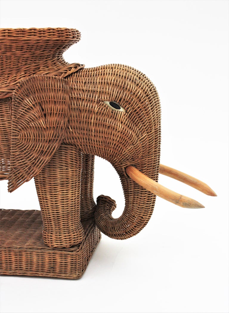 French Rattan Elephant Tray Table or Drinks Table at 1stDibs