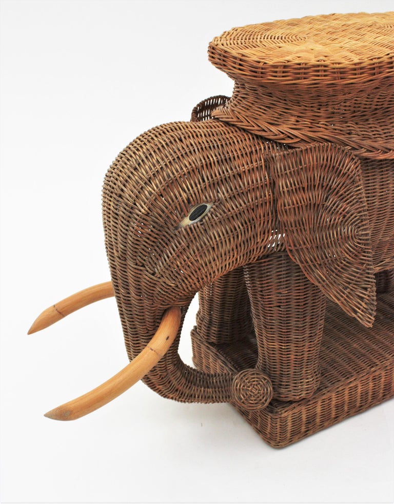 French Rattan Elephant Tray Table or Drinks Table at 1stDibs