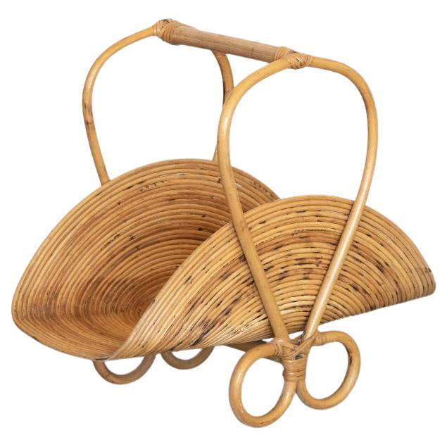 Spanish Modern Foldable Magazine Rack in Rattan with Filigree Details ...