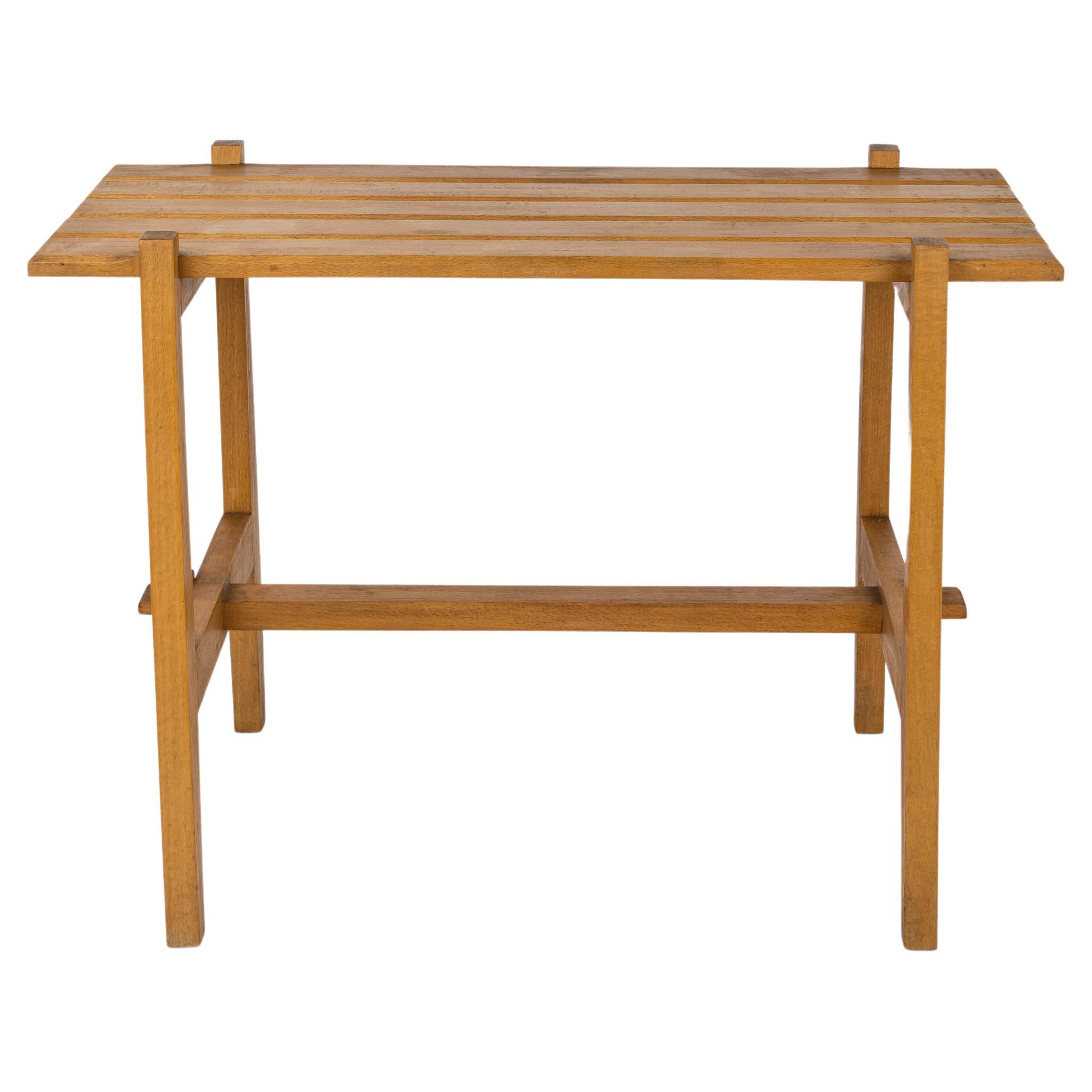 French Reconstruction Era Beech Slatted Side Table in the style of René ...