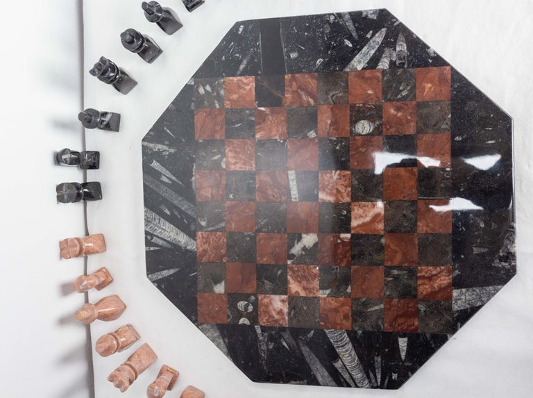 French Red and Black Marble Octagonal Chess Board, circa 1980 For Sale ...