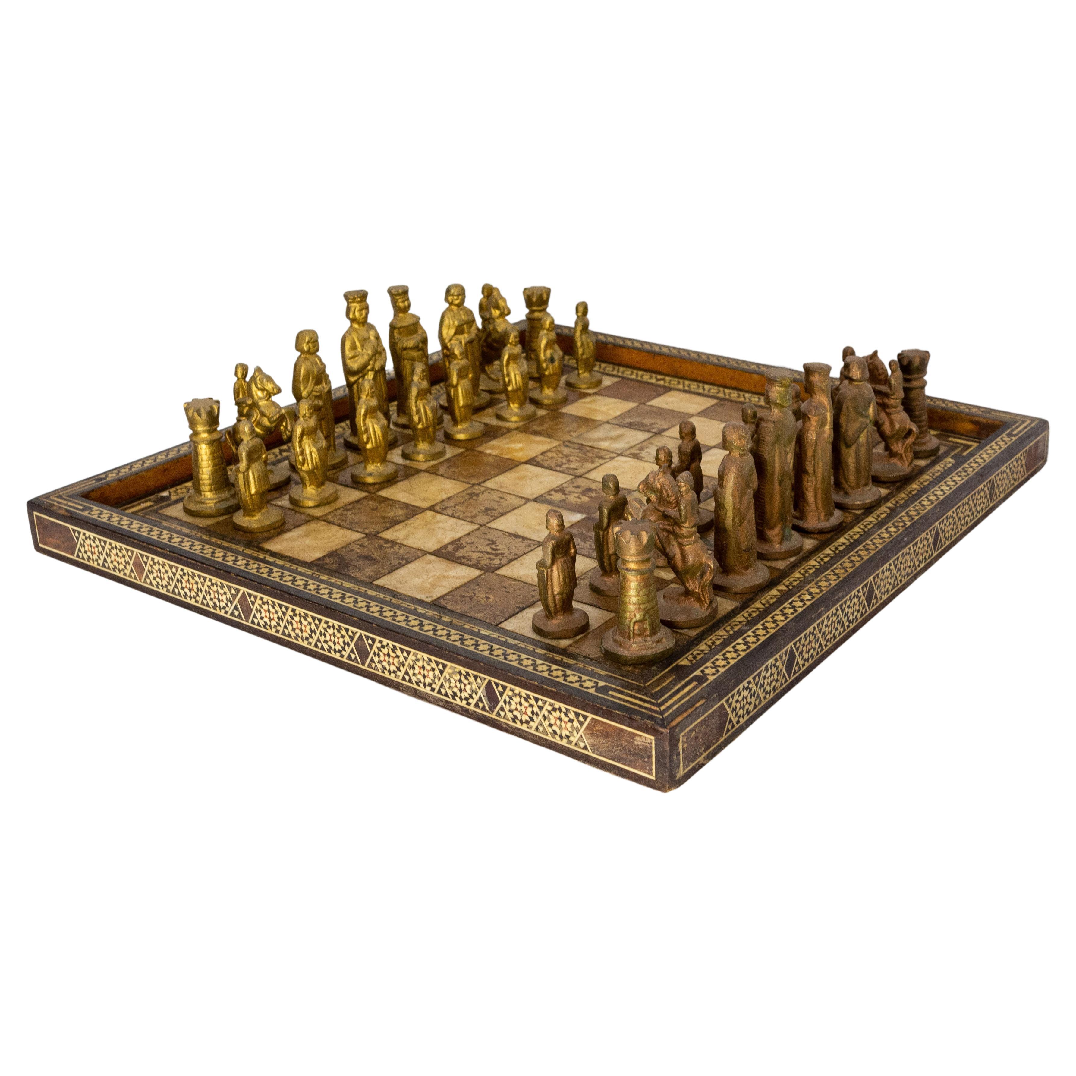 French Red and Black Marble Octagonal Chess Board, circa 1980 at 1stDibs