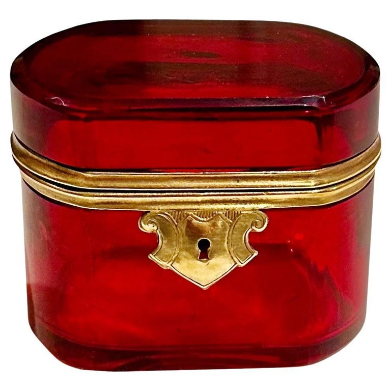French Red Crystal Box For Sale at 1stDibs