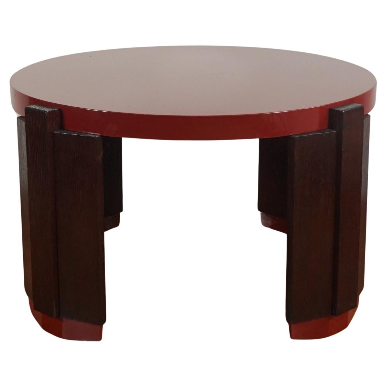 French Red Lacquered Round Coffee Table by Michel Ducaroy For Sale at ...