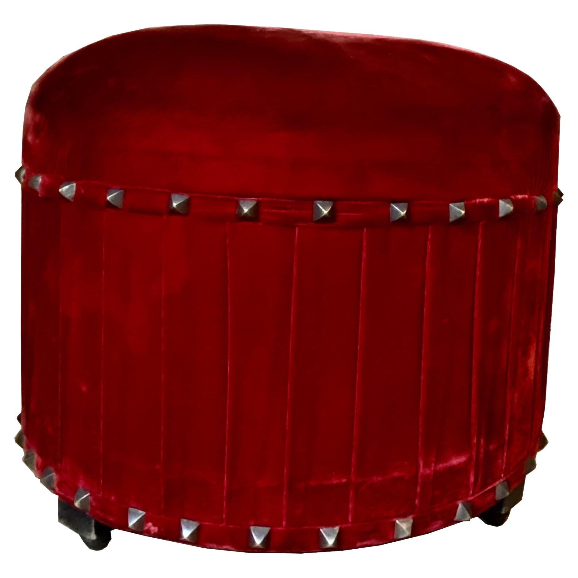 Luxury Contemporary "Paris" Pink Velvet Upholstered Ottoman, Pouf or ...