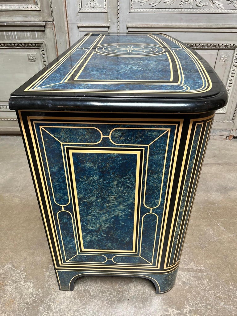 French Regence Style Commode with a Blue, White and Black Lacquered ...