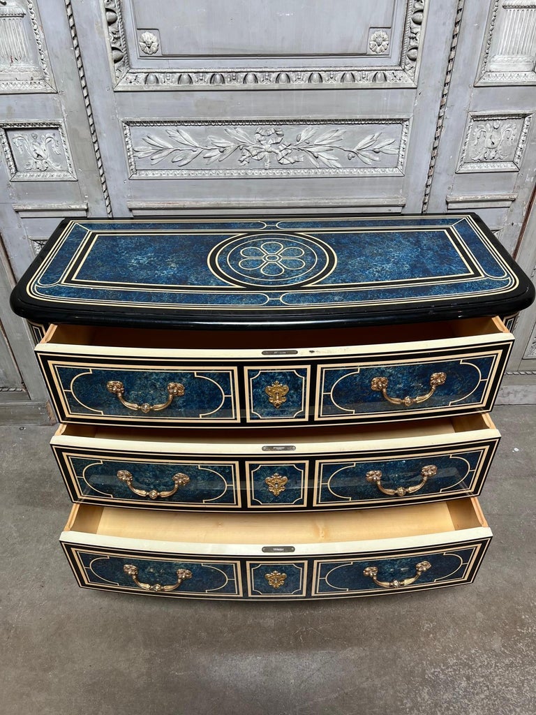 French Regence Style Commode with a Blue, White and Black Lacquered ...