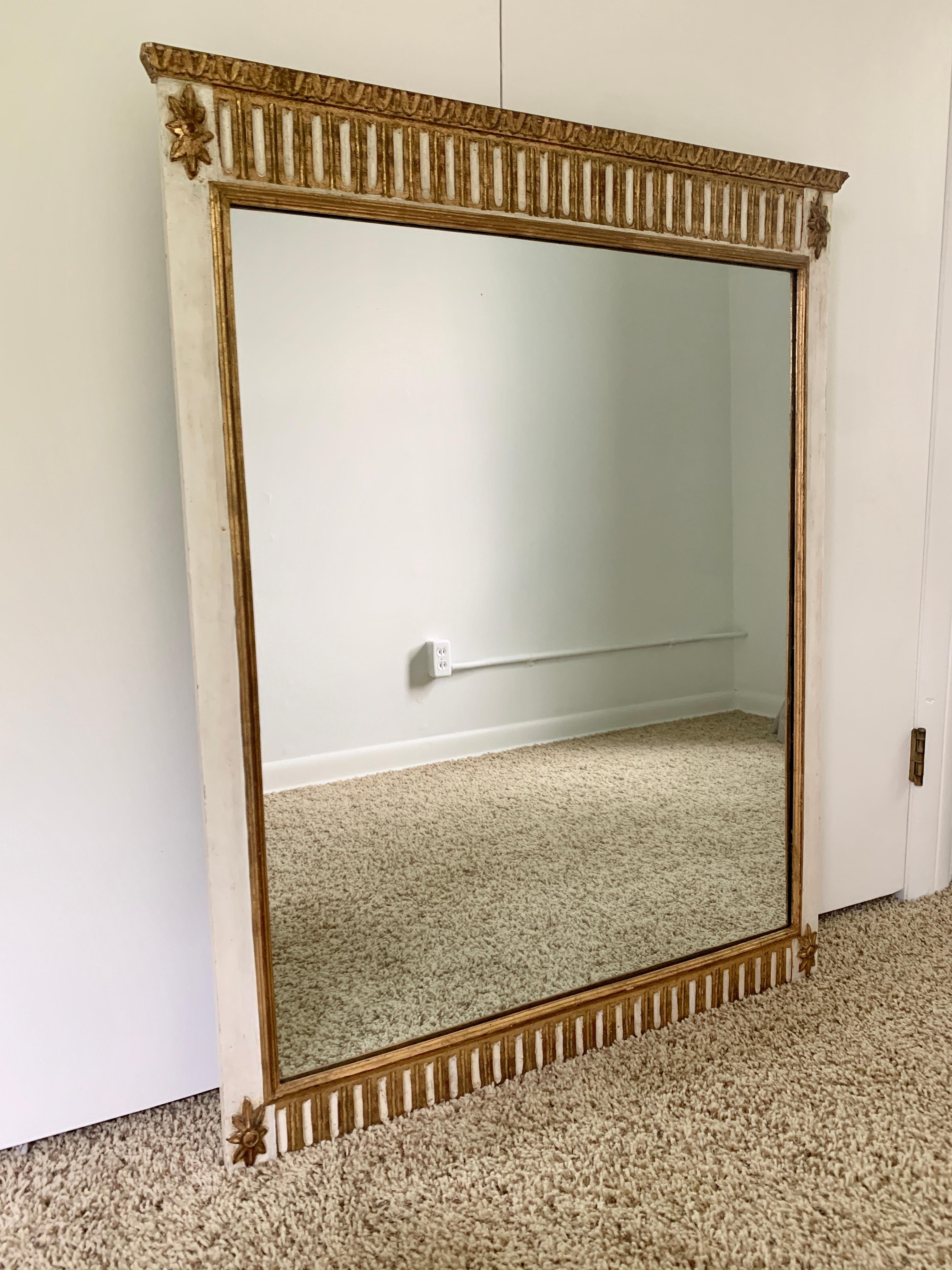 French Regency Cream and Gold Gilt Wall Mirror For Sale at 1stDibs