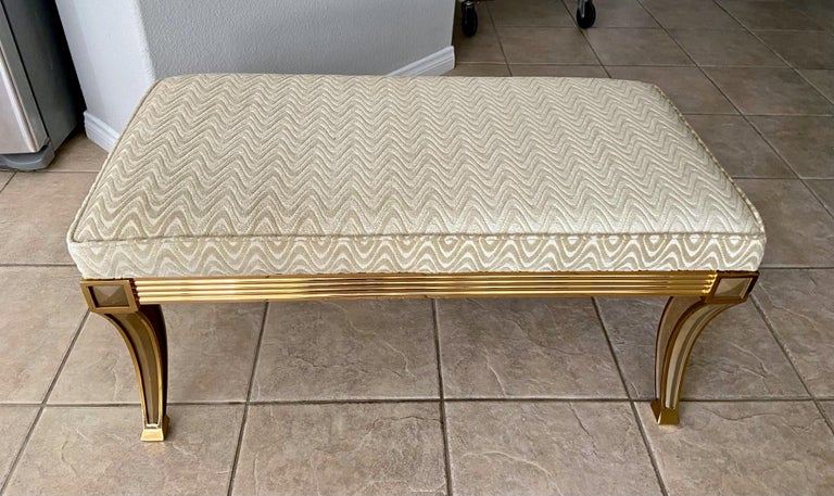 French Regency Saber Leg Solid Brass Bench For Sale at 1stDibs