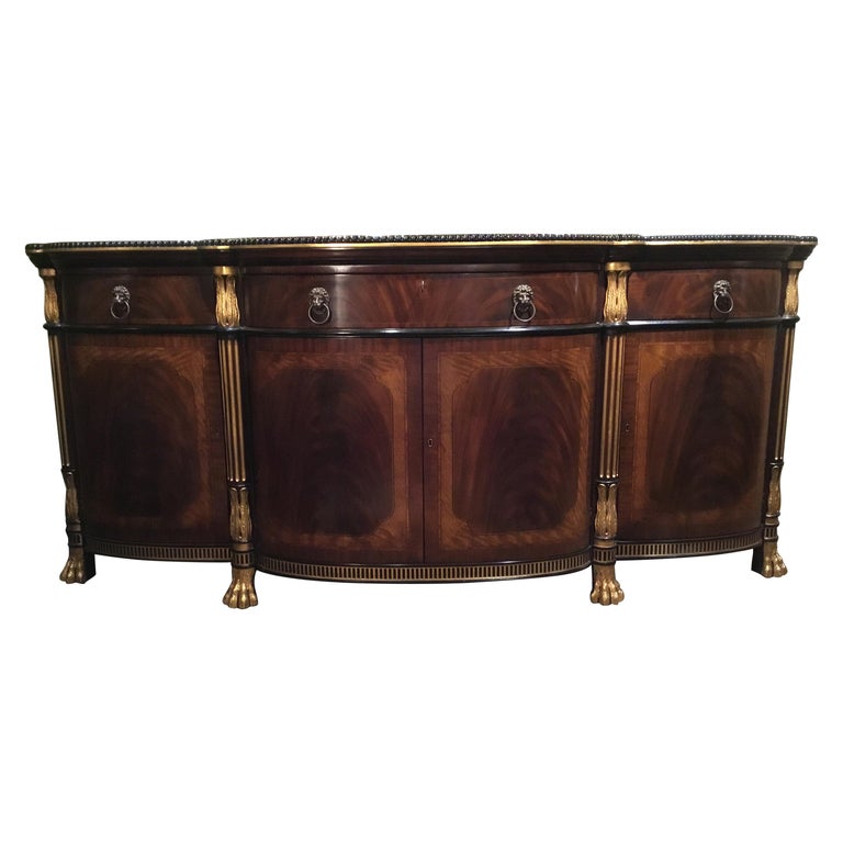 French Regency Style Buffet/Sideboard, Mahogany Woods and Veneers, Gilt ...