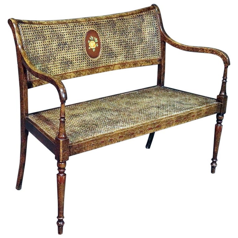 French Regency Style Paint Decorated Bench at 1stDibs
