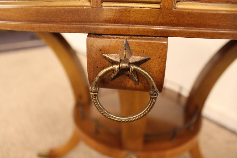 French Regency Weiman Heirloom Burled Wood Leather Top Cocktail Table ...