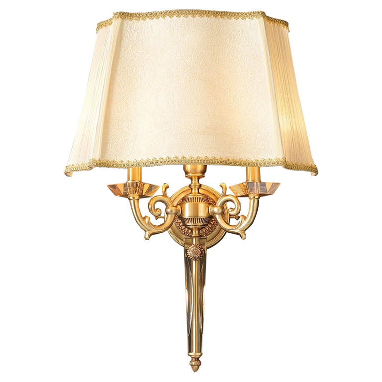 French Renaissance 3 Lights Wall Lamp with Gold Finishing Brass and ...
