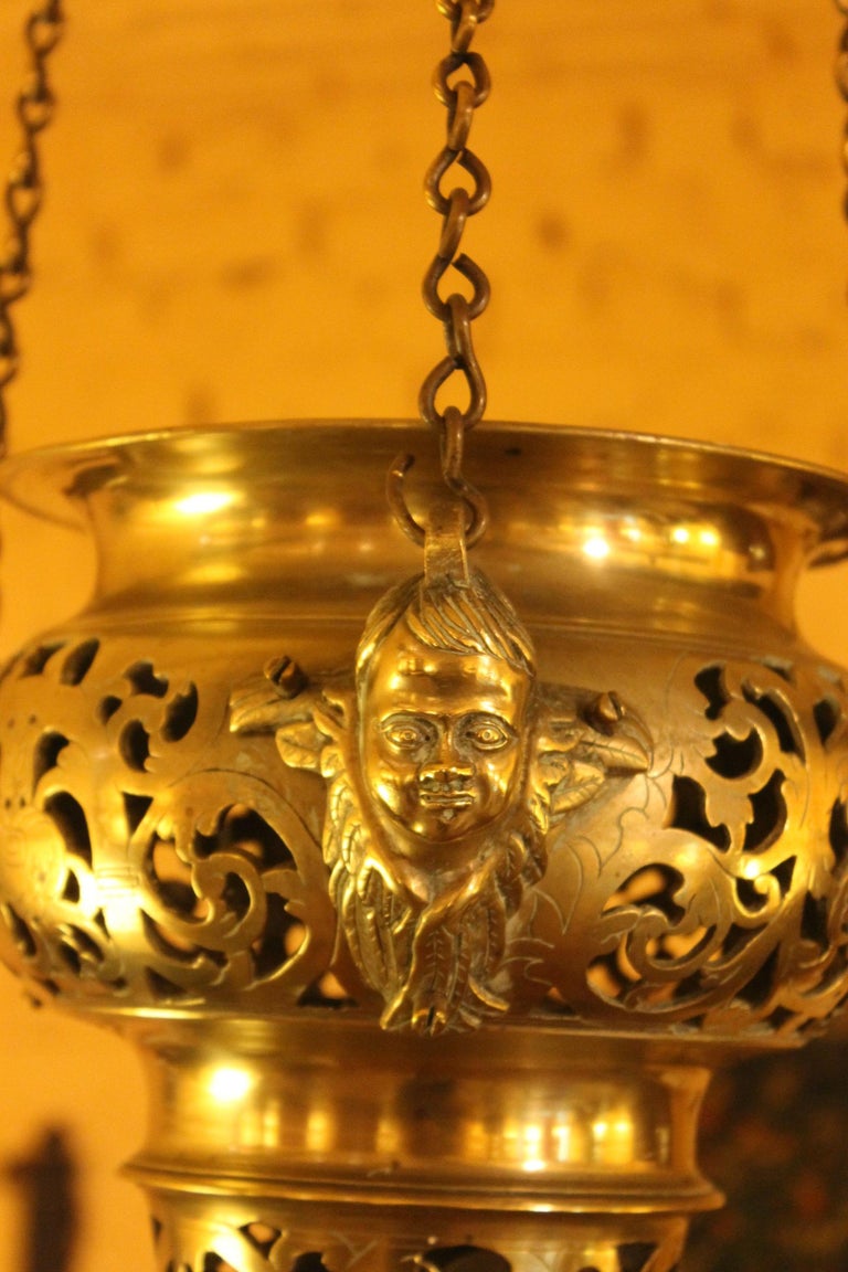 French Renaissance God Lamp 16th Century in Bronze For Sale at 1stDibs