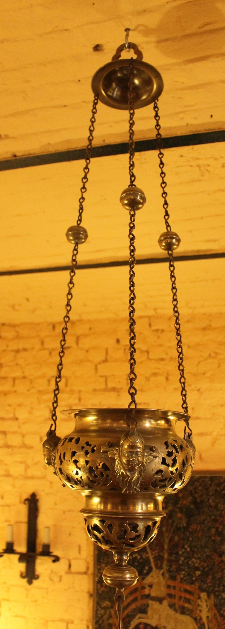French Renaissance God Lamp 16th Century in Bronze For Sale at 1stDibs