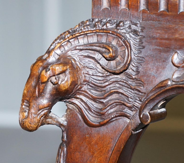 French Renaissance Revival 19th Century Rams Head Carved Bench Stool ...