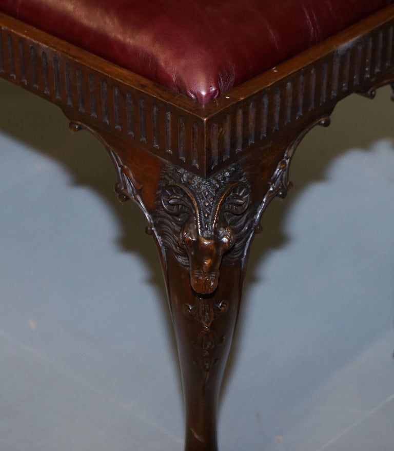 French Renaissance Revival 19th Century Rams Head Carved Bench Stool ...