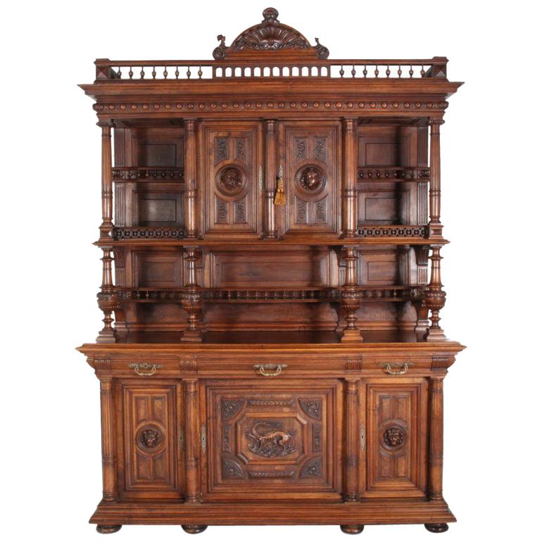 French Renaissance Revival Walnut Buffet Deux Corps at 1stDibs ...